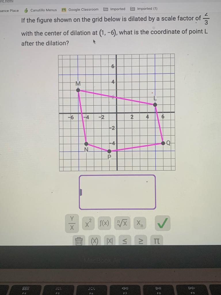 Solved If the figure shown on the grid below is dilated by a | Chegg.com