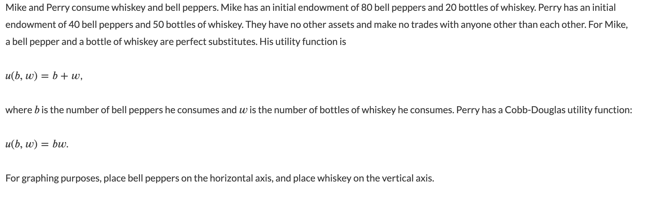 Mike and Perry consume whiskey and bell peppers. Mike | Chegg.com