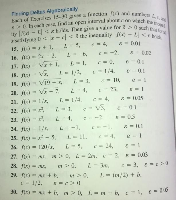 Solved Finding Deltas Algebraically Each of Exercises 15-30 | Chegg.com