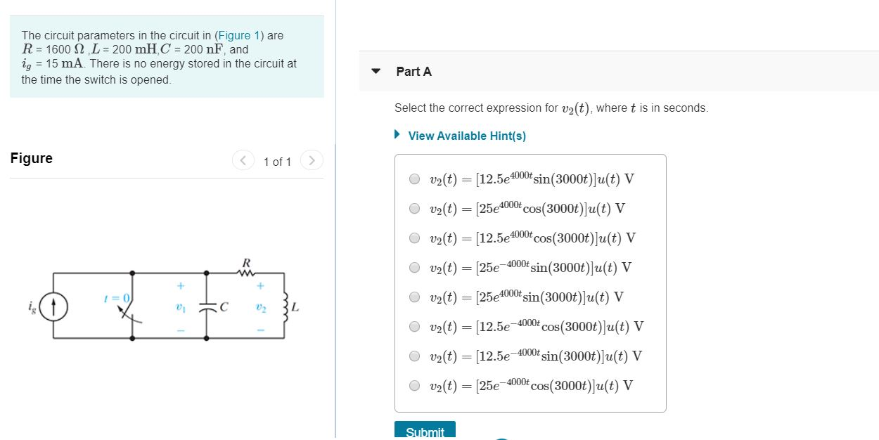 Solved The circuit parameters in the circuit in (Figure 1) | Chegg.com