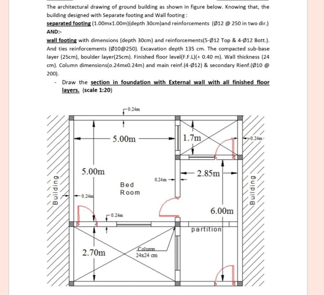 Solved The architectural drawing of ground building as shown | Chegg.com