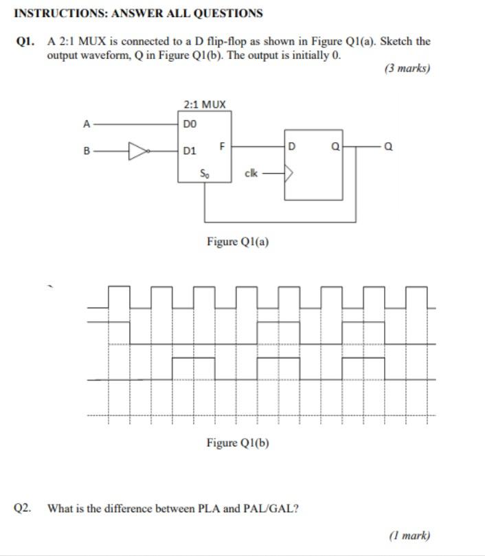 Solved INSTRUCTIONS: ANSWER ALL QUESTIONS Q1. A 2:1 MUX is | Chegg.com