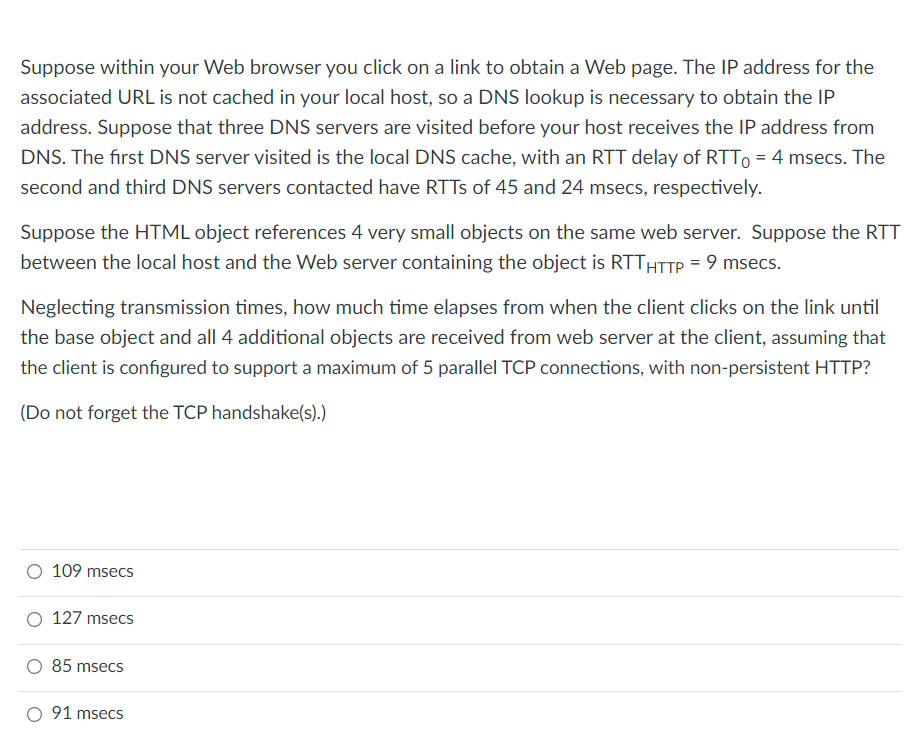 Solved Suppose within your web browser you click on a link | Chegg.com