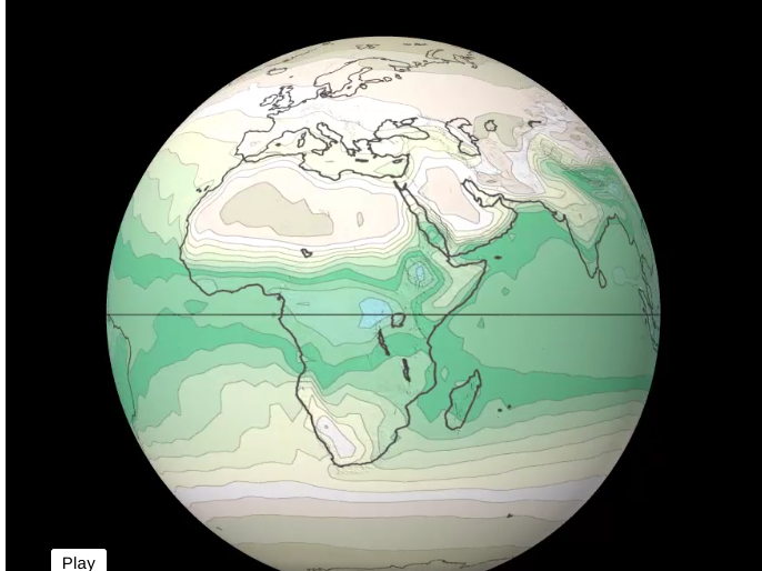 Solved This map depicts specific humidity, with green and | Chegg.com