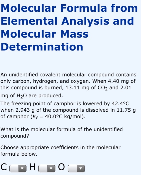 Solved Molecular Formula from Elemental Analysis and | Chegg.com