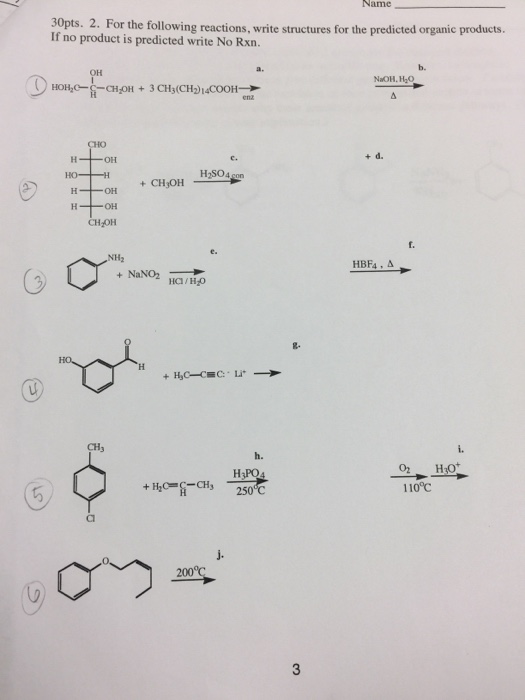 Solved For the following reactions, write structures for the | Chegg.com