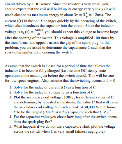 Solved Mini Project: Gas-Engine Ignition Circuit The | Chegg.com