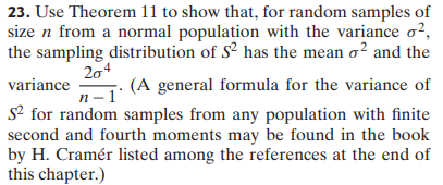 Solved 23. Use Theorem 11 to show that, for random samples | Chegg.com