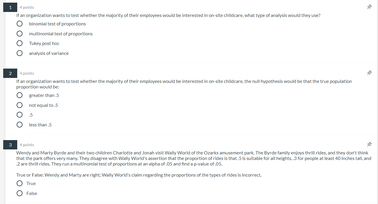Solved 1 4 points If an organization wants to test whether | Chegg.com