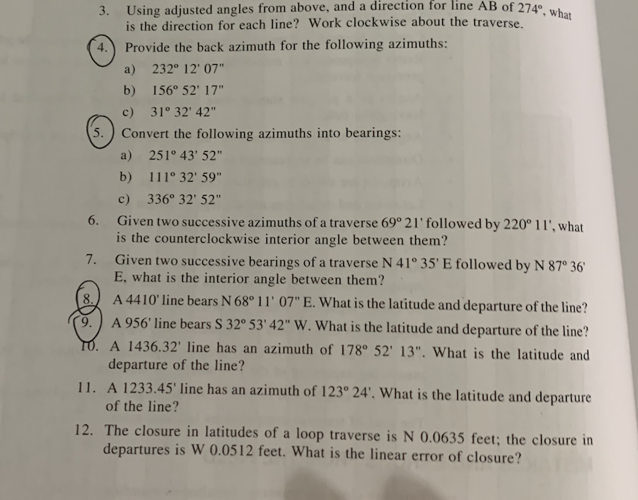 Solved 3. Using adjusted angles from above, and a direction | Chegg.com