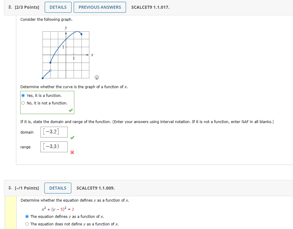 Solved 2. [2/3 Points] DETAILS SCALCET9 1.1.017. PREVIOUS | Chegg.com
