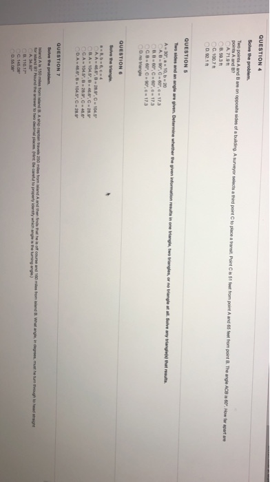 Solved QUESTION 4 Solve the problem. A and B7 C. 1007 D. | Chegg.com