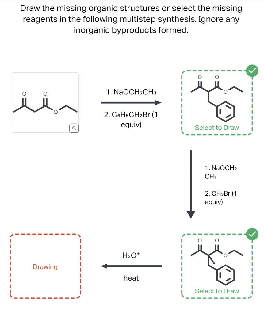 Solved Draw the missing organic structures or select the | Chegg.com