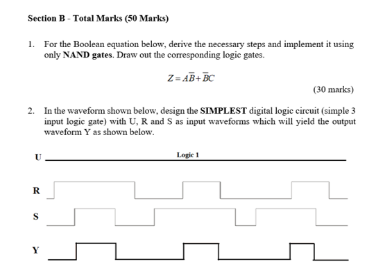 Solved Section B - Total Marks (50 Marks) 1. For the Boolean | Chegg.com