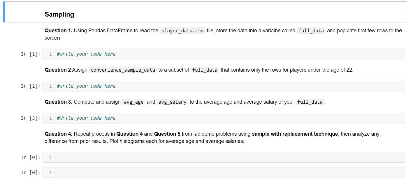 Solved Sampling Question 1. Using Pandas DataFrame to read | Chegg.com