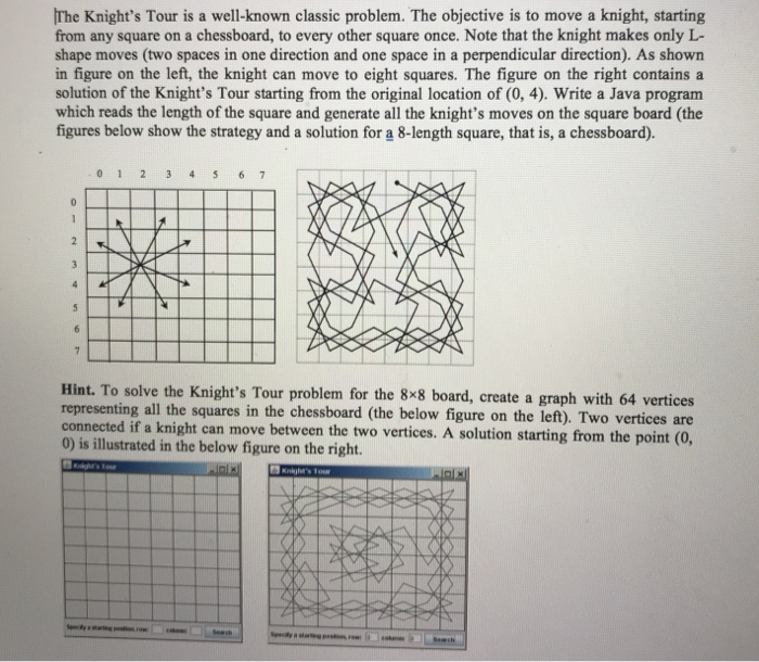 Solved The Knight's Tour is a well-known classic problem. | Chegg.com