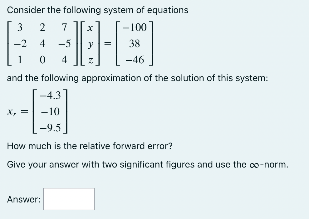 Solved Consider the following system of equations | Chegg.com