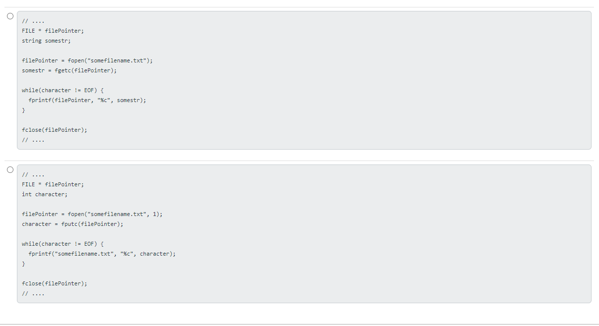 Solved Which of the following code snippets will read from a | Chegg.com
