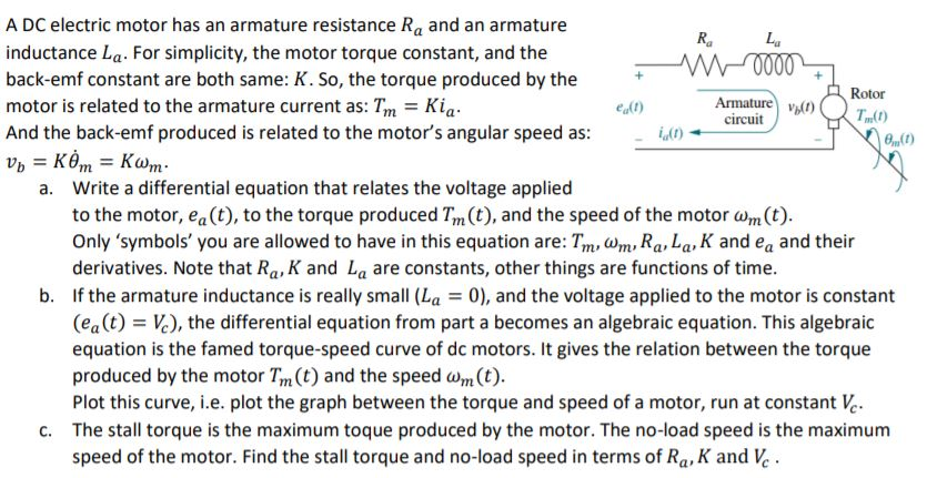 Solved Armature (1) Rotor A DC electric motor has an | Chegg.com