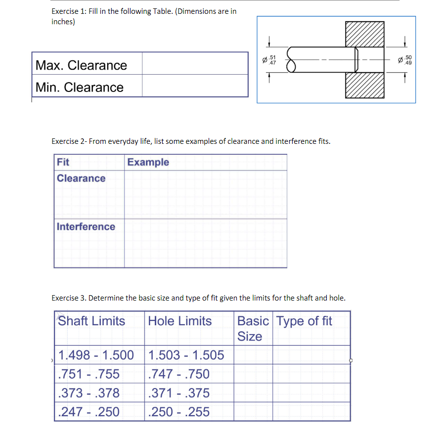 Solved Exercise 1: Fill in the following Table. (Dimensions | Chegg.com