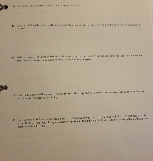 Solved 9. Write a ratio that compares size on the map to | Chegg.com