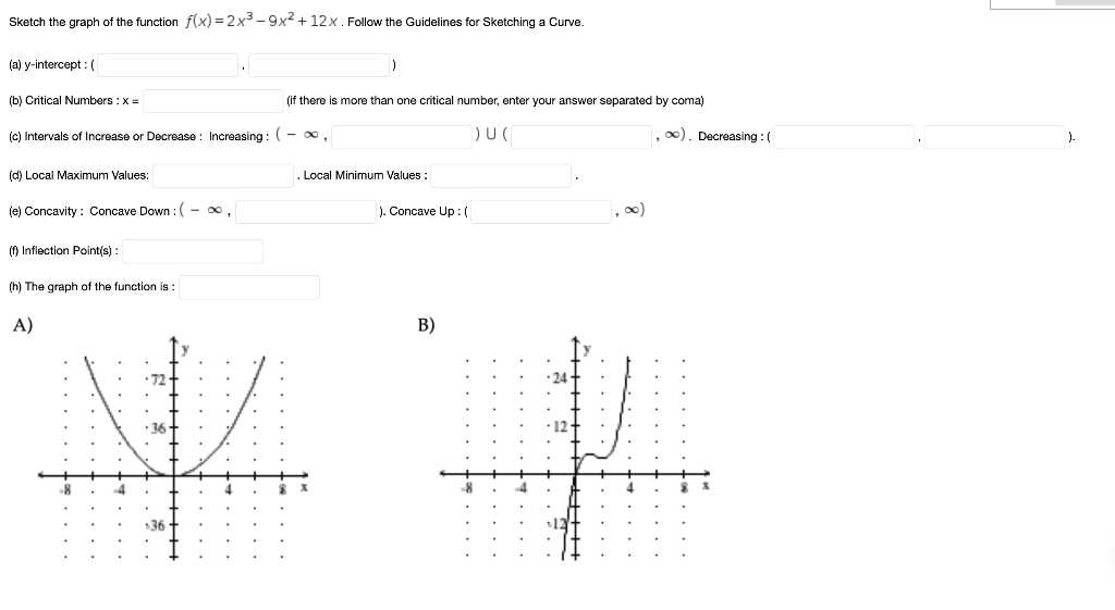 Solved Sketch the graph of the function f(x)=2x3 - 9x2 + | Chegg.com