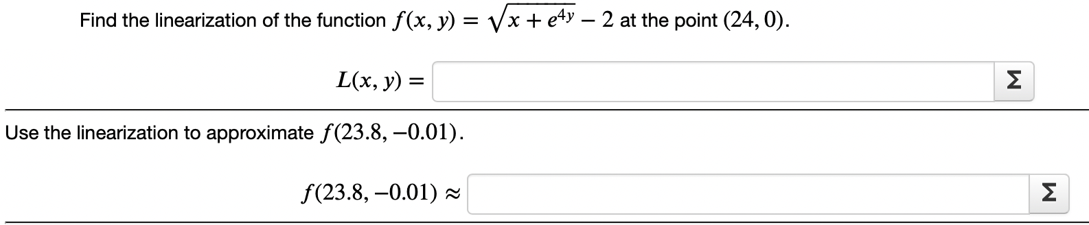 Solved Find the linearization of the function | Chegg.com