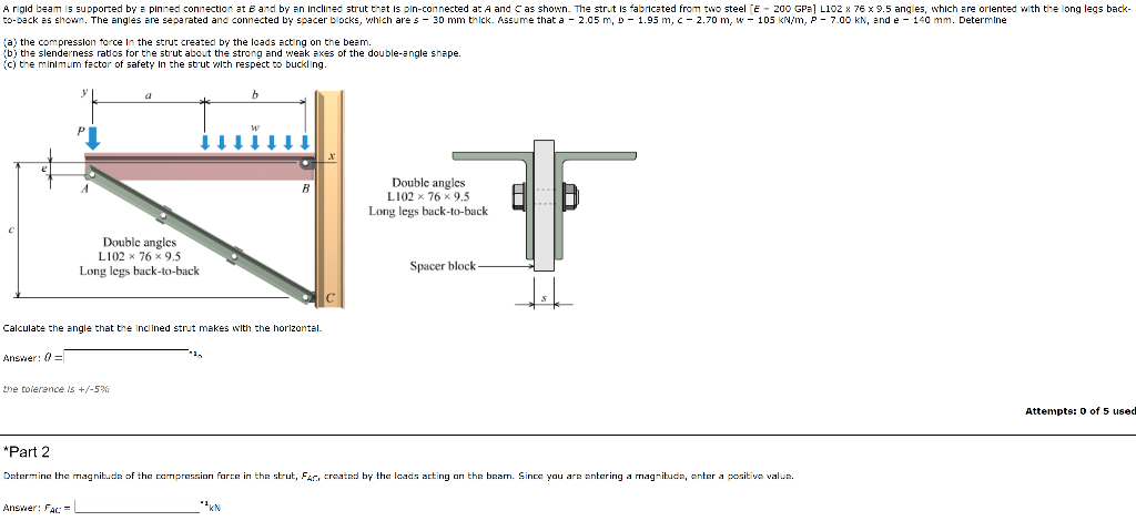 Solved A rigid beam is supported by a pinned connection at B | Chegg.com