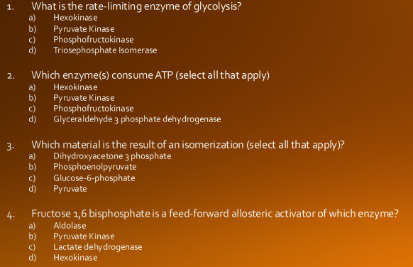 Solved 1. What is the rate-limiting enzyme of glycolysis? a) | Chegg.com