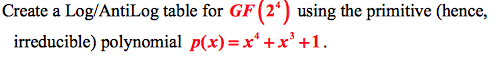 Solved Create a Log/AntiLog table for GF (24) using the | Chegg.com