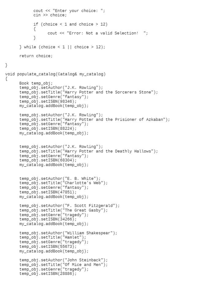 Store contents in a catalog program using a vector | Chegg.com