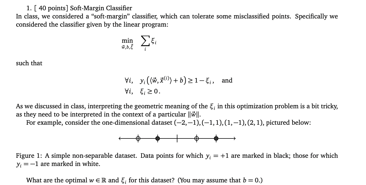 1 40 Points Soft Margin Classifier In Class We 
