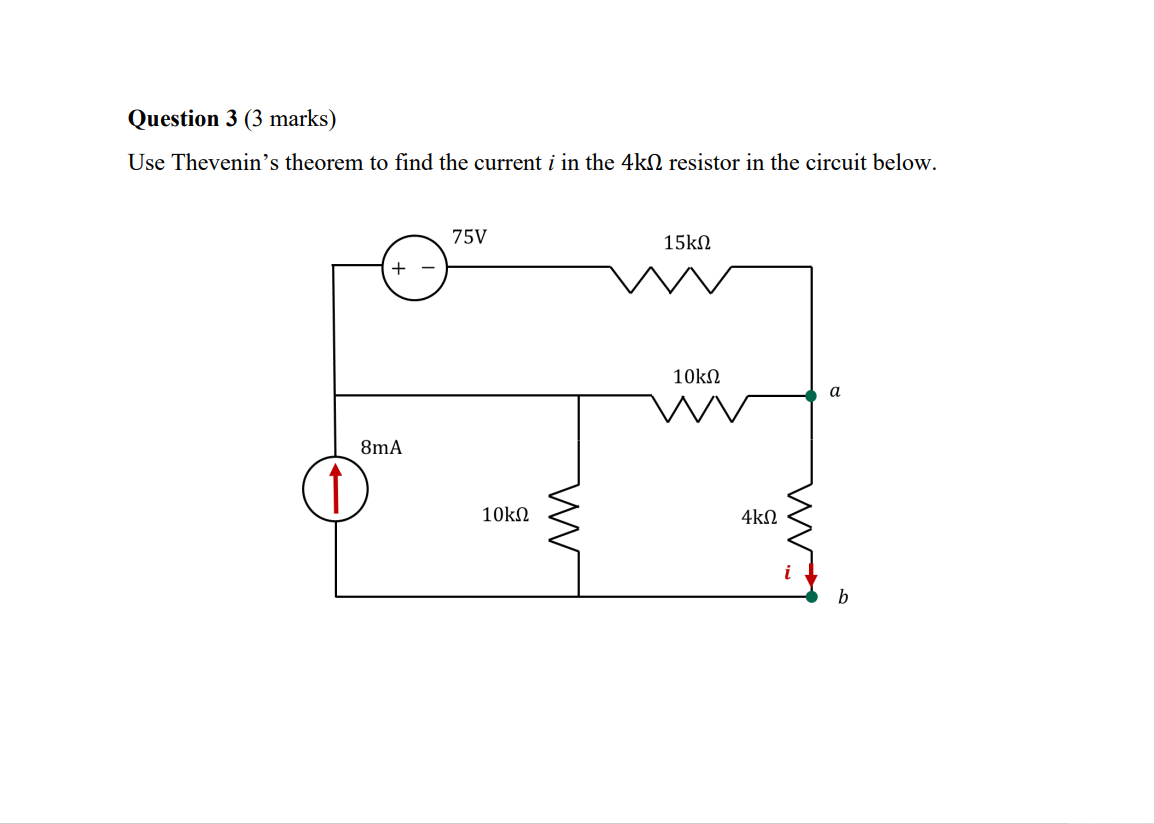 Solved Use Thevenin's theorem to find the current i in the | Chegg.com