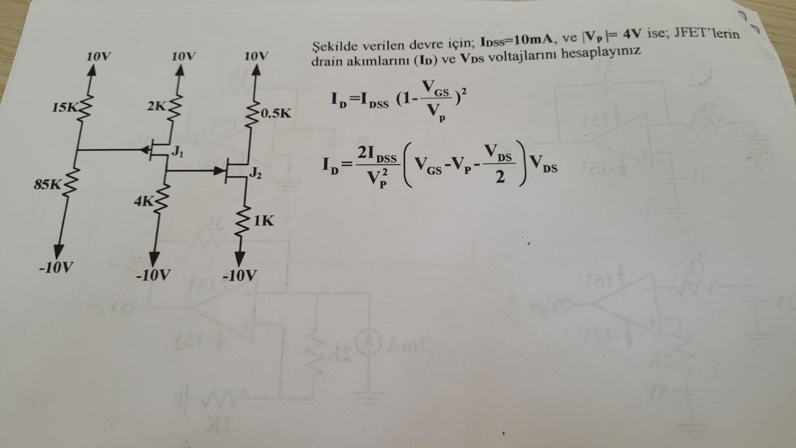 [Solved]: For the circuit given in the figure; if Idss=10mA,