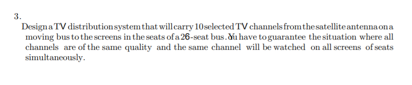 Solved Design a TV distribution system that will carry 10 | Chegg.com