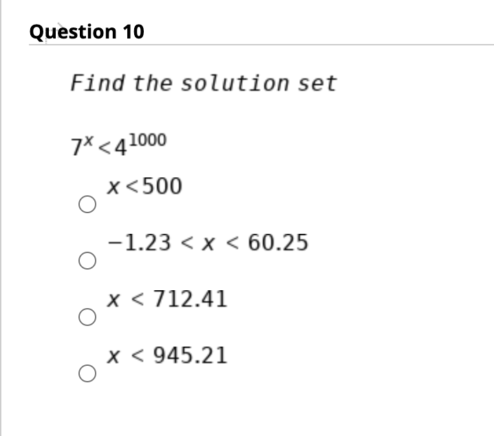 Solved Question 10 Find the solution set 7*