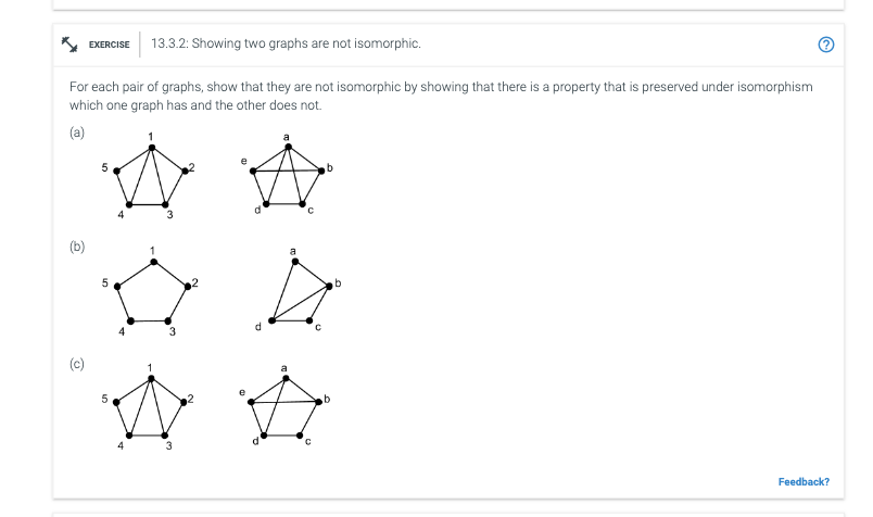 Solved # EXERCISE 13.3.2: Showing two graphs are not | Chegg.com