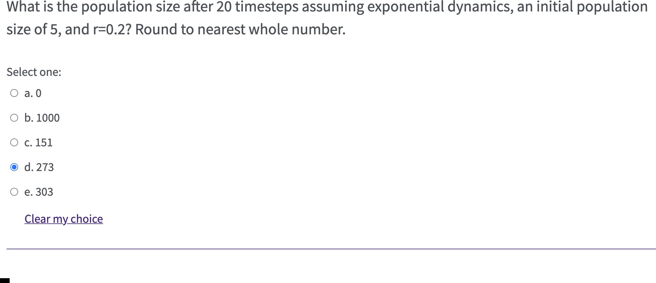 Solved What is the population size after 20 timesteps | Chegg.com