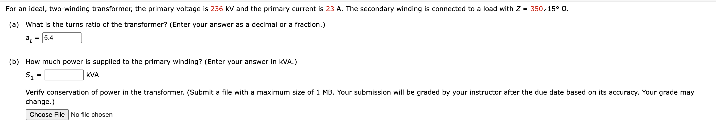 Solved For an ideal, two-winding transformer, the primary | Chegg.com