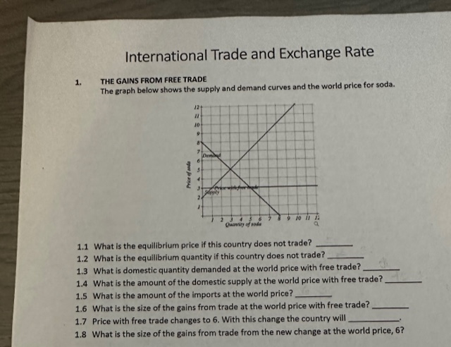Solved International Trade and Exchange Rate 1. THE GAINS | Chegg.com