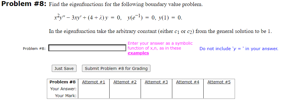 Solved Problem #8: Find the eigenfunctions for the following | Chegg.com