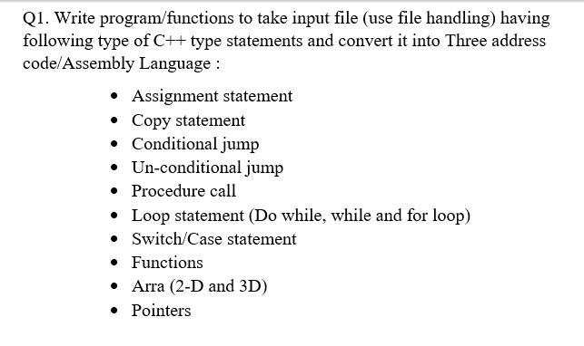 Q1 Write Programfunctions To Take Input File Use 