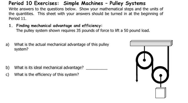 Solved Period 10 Exercises: Simple Machines - Pulley Systems | Chegg.com
