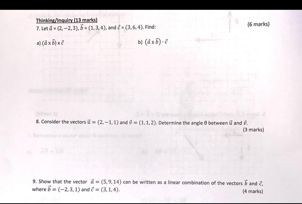 Solved 1. Let a=(2,−2,3),b=(1,3,4), and c=(3,6,4). Find: a) | Chegg.com