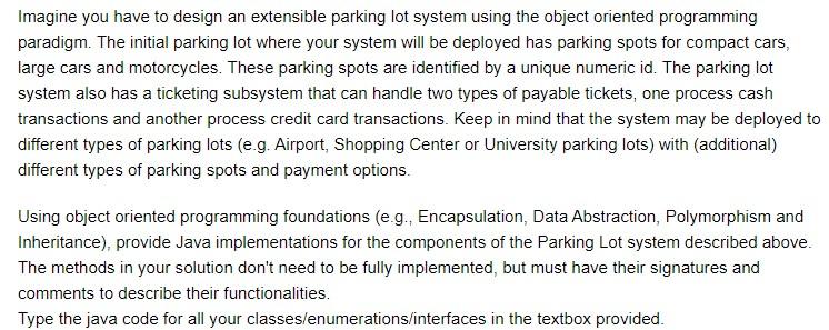 Solved Imagine you have to design an extensible parking lot | Chegg.com