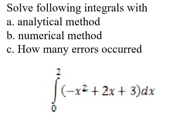 Solved Solve following integrals with a. analytical method | Chegg.com