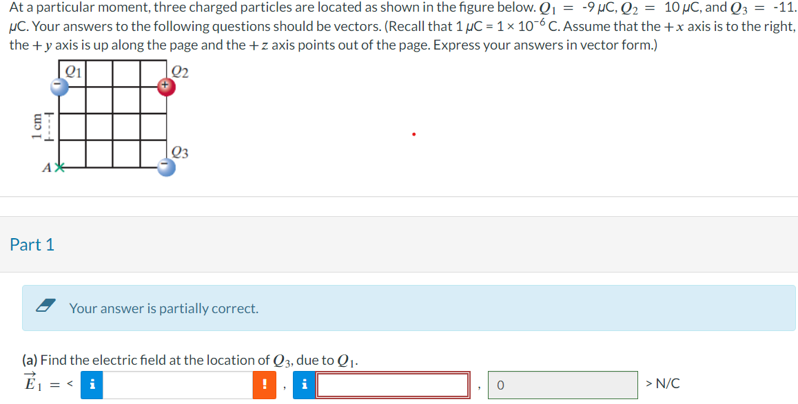 Solved At a particular moment, three charged particles are | Chegg.com