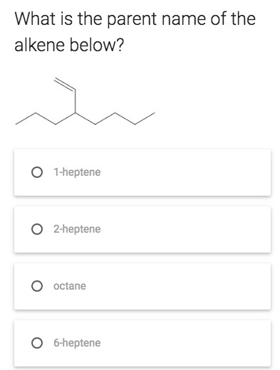 Solved What is the parent name of the alkene below? O | Chegg.com