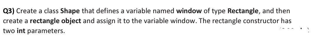 Solved Q3) Create a class Shape that defines a variable | Chegg.com