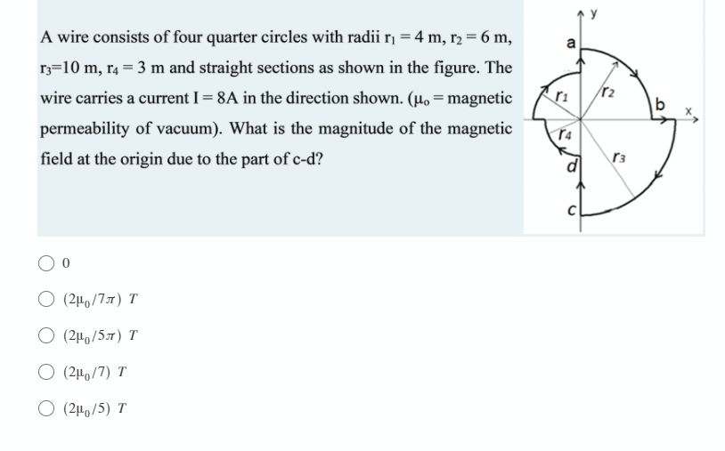 Solved a r2 A wire consists of four quarter circles with | Chegg.com